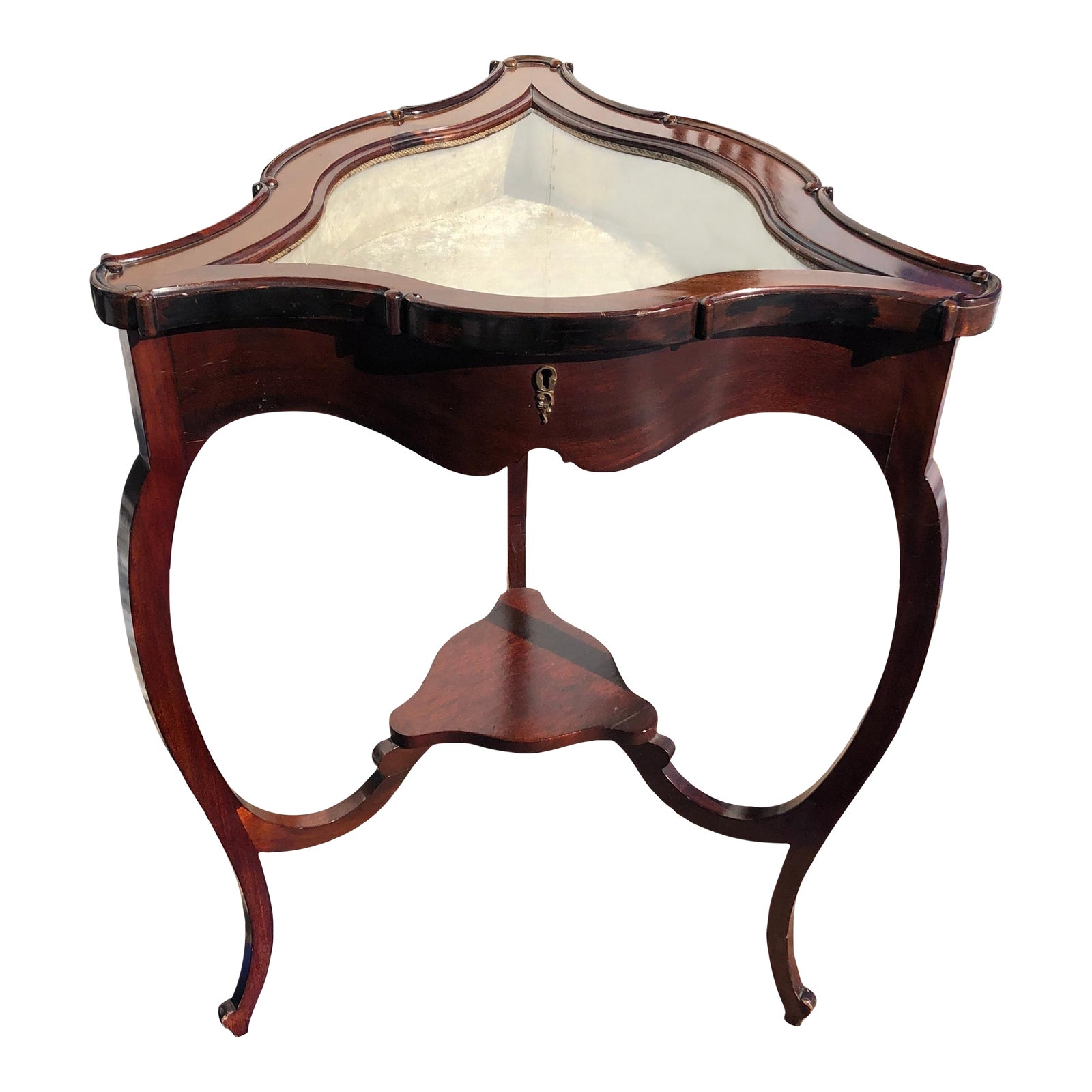 Mahogany and Glass Triangular Display Table Vitrine | Chairish
