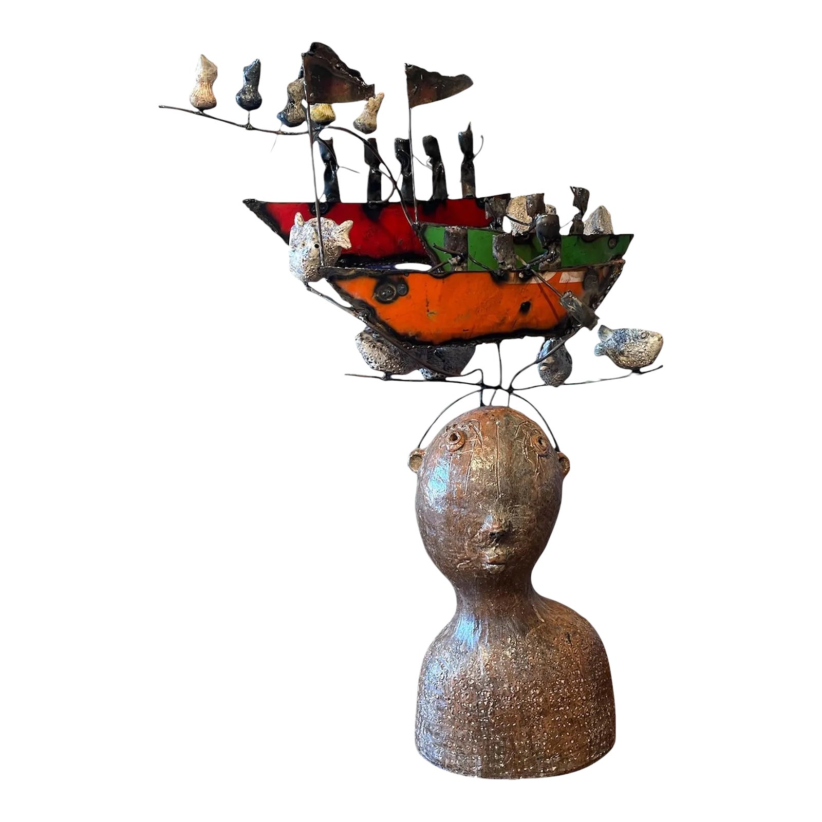 Handmade Thinking Ceramic Sculpture | Chairish