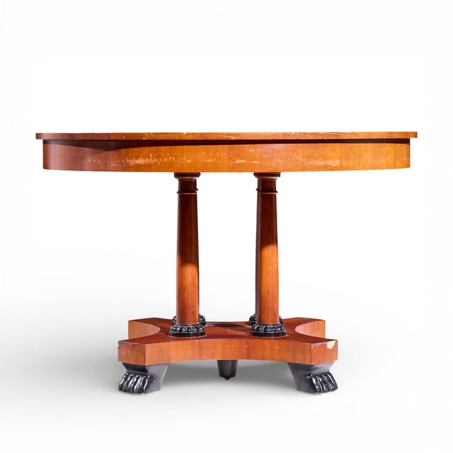 Baker Furniture Neoclassical Cherry Wood Expanding Dining Table With 2 ...