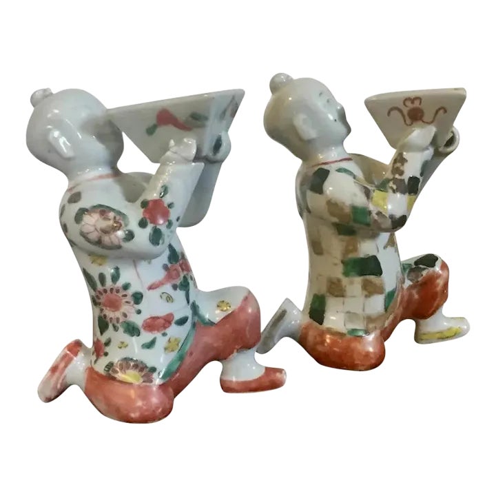 18th Century Chinese Export Porcelain Ho Ho Boy Figural Inkwells - A ...
