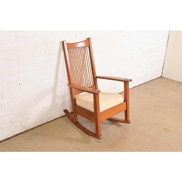 Limbert Antique Mission Oak Arts & Crafts Spindle Rocking Chair, Circa ...
