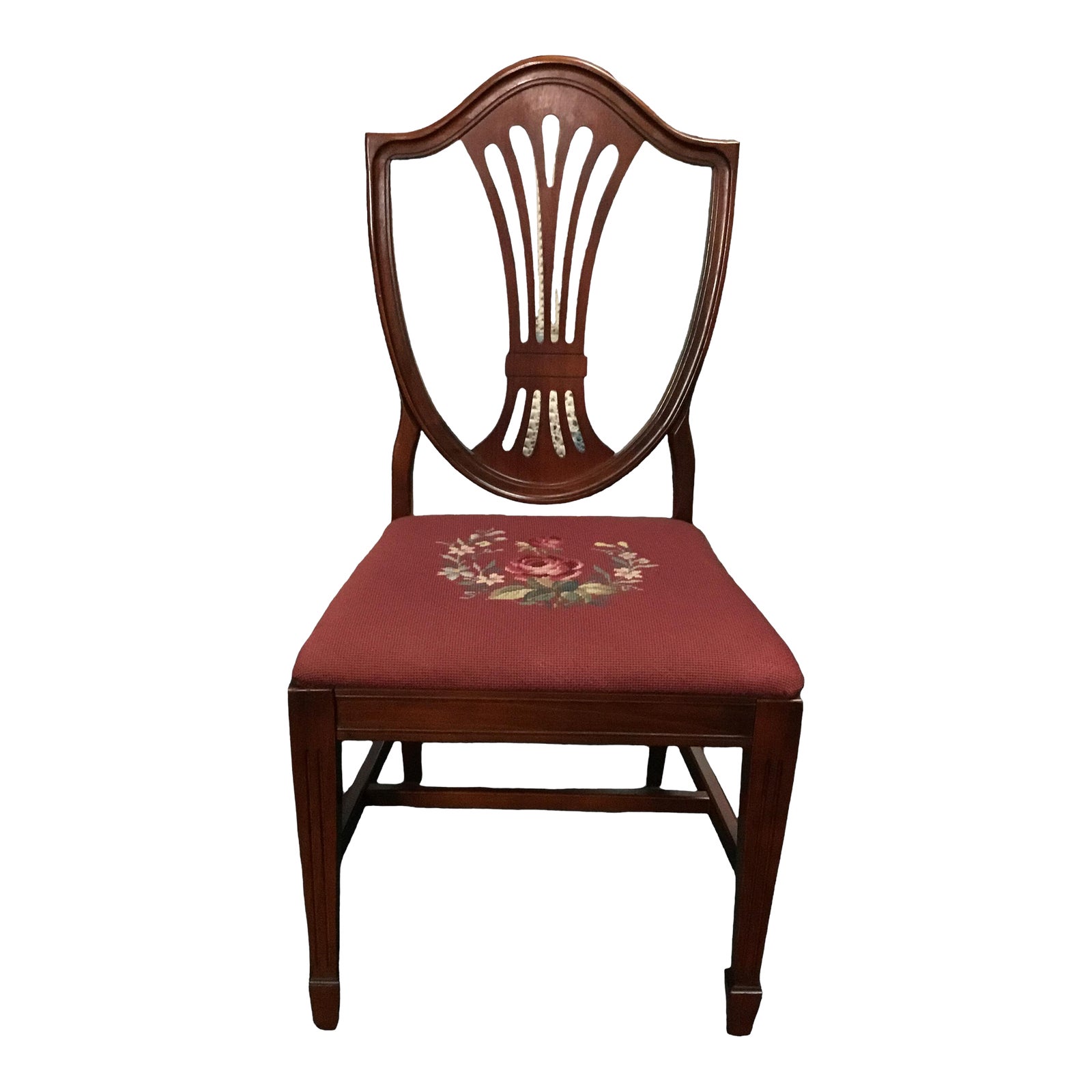 1940s Duncan Phyfe Cherry Shield Back Chair With Needlepoint Seat ...