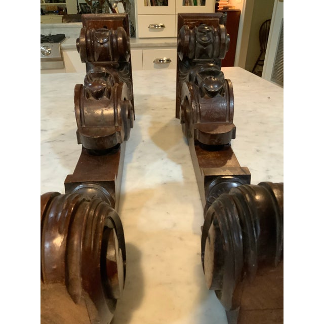 Pair of Antique Architectural Mahogany Corbel Brackets | Chairish