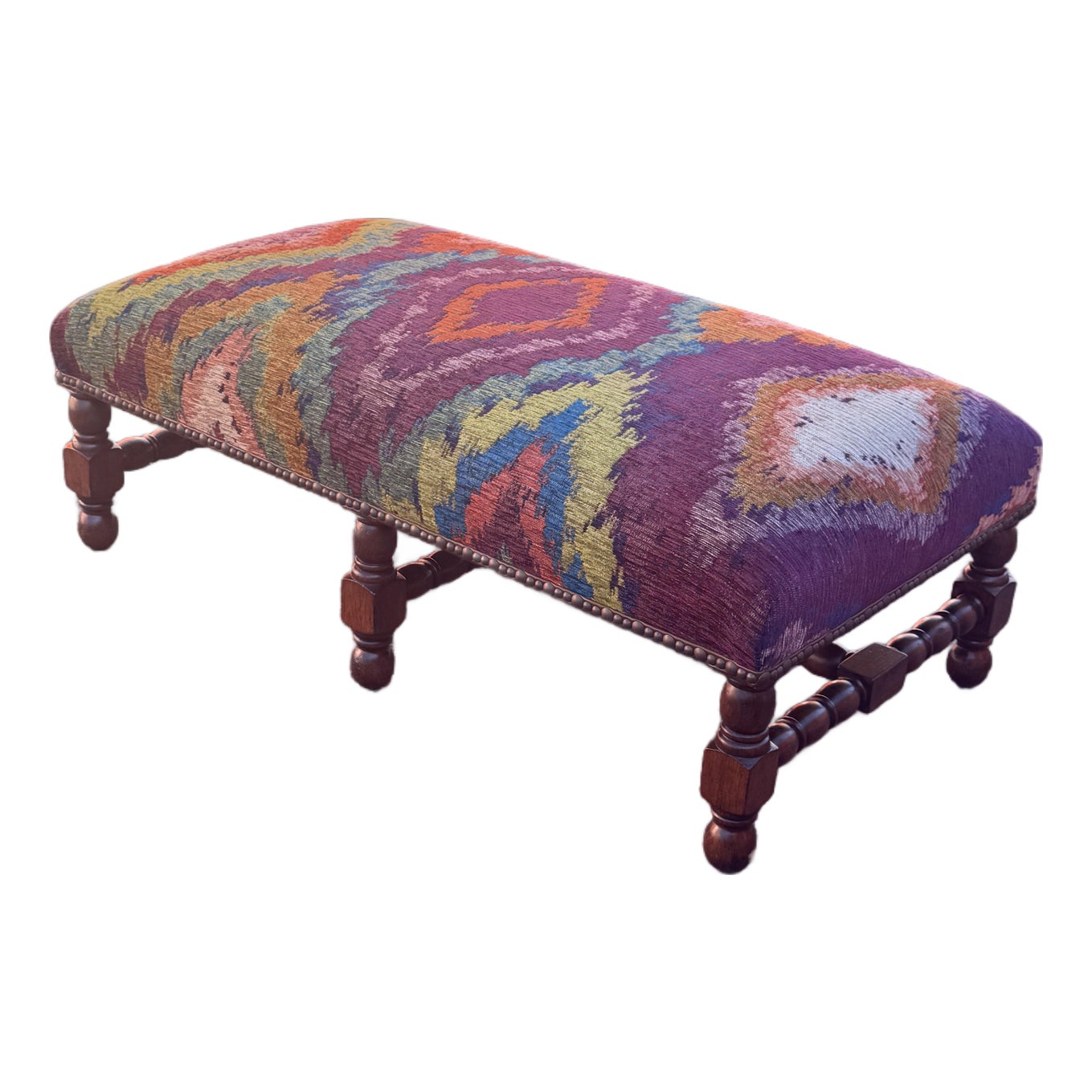 Mid 20th Century Kilim Ottoman | Chairish