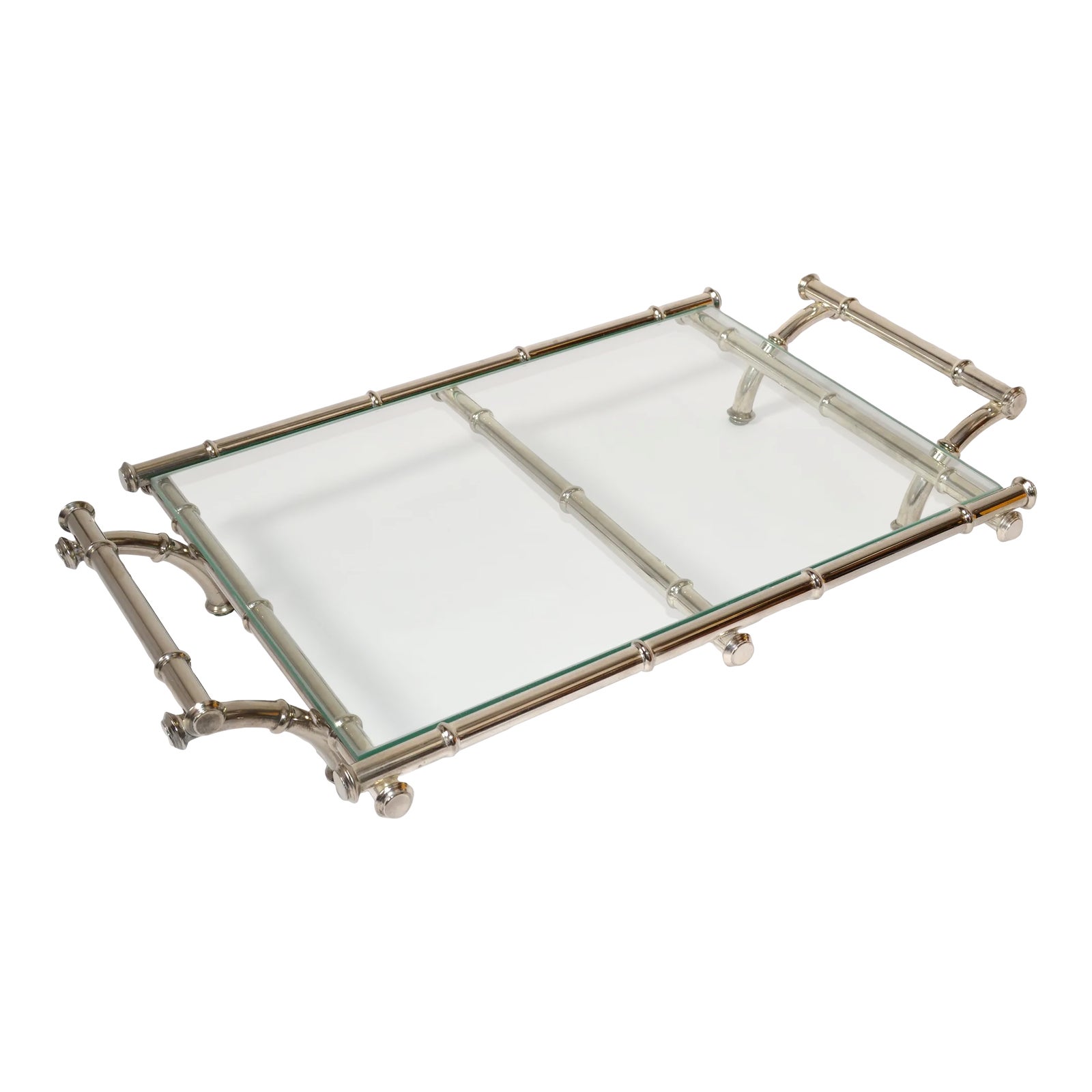 1960s Silver Plate Faux Bamboo Maison Baguès Style Serving Stand ...