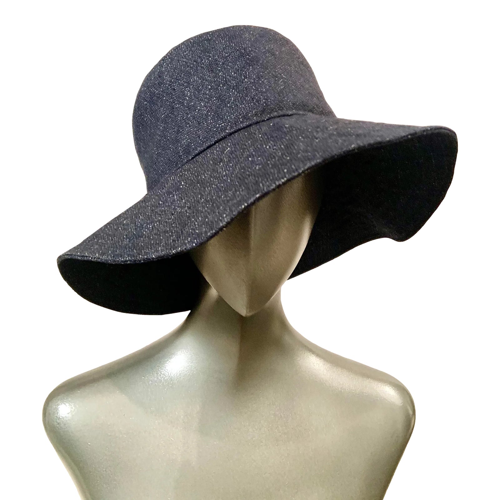 Chanel Dark Blue Denim Hat With Quilted Brim | Chairish