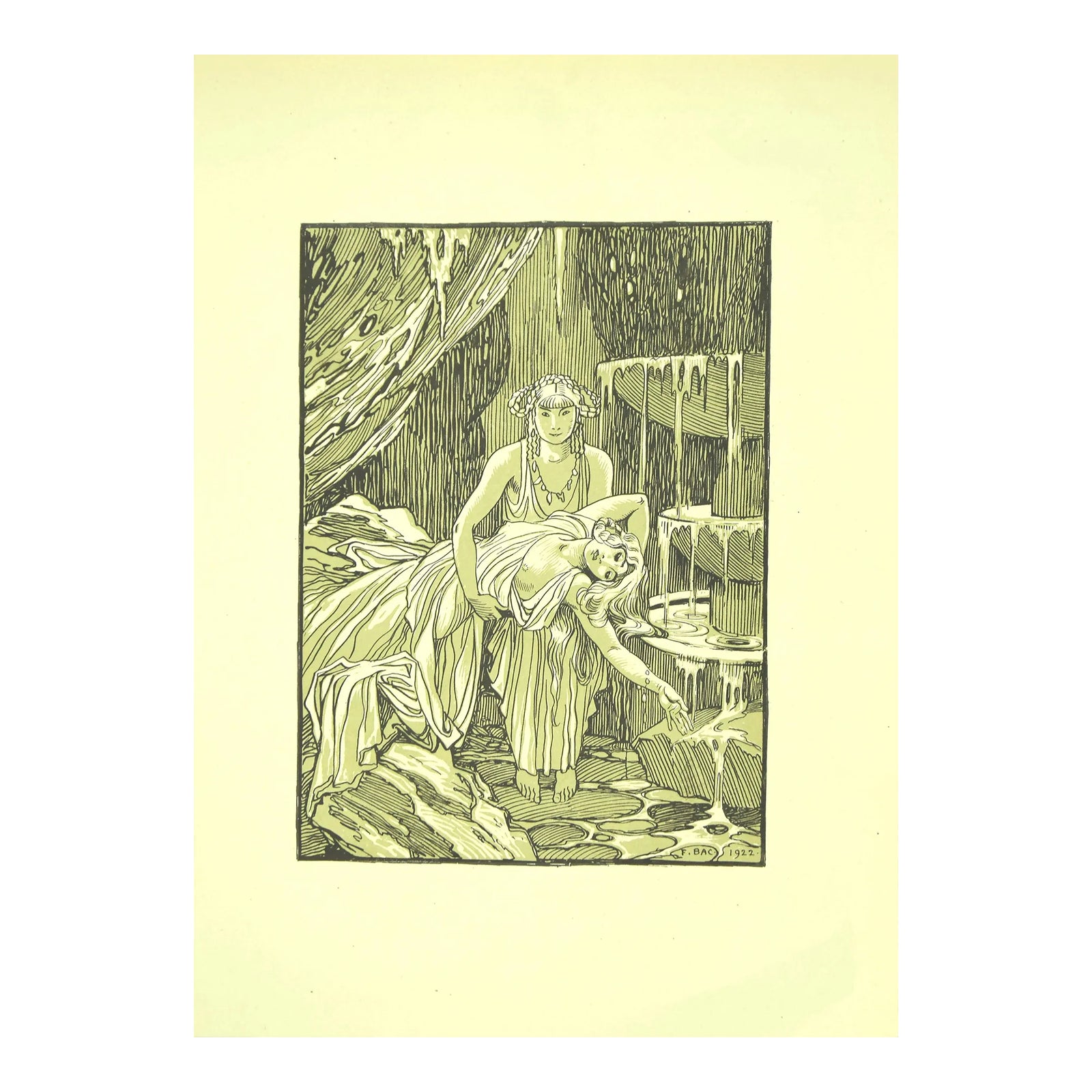 Ferdinand Bac , The Fountain , Original Lithograph by F. Bac , 1922 ...