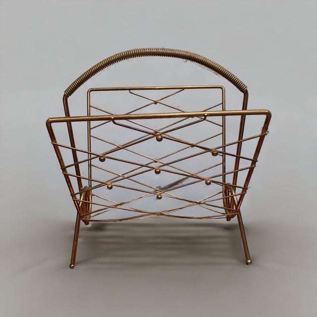 1960s Vintage Mid Century Modern Space Age Brass Magazine Album Rack ...