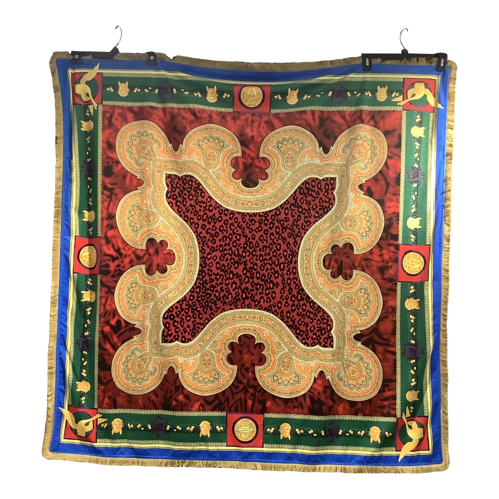 Vintage Custom Made Atelier Versace Multi Color Velvet Throw | Chairish