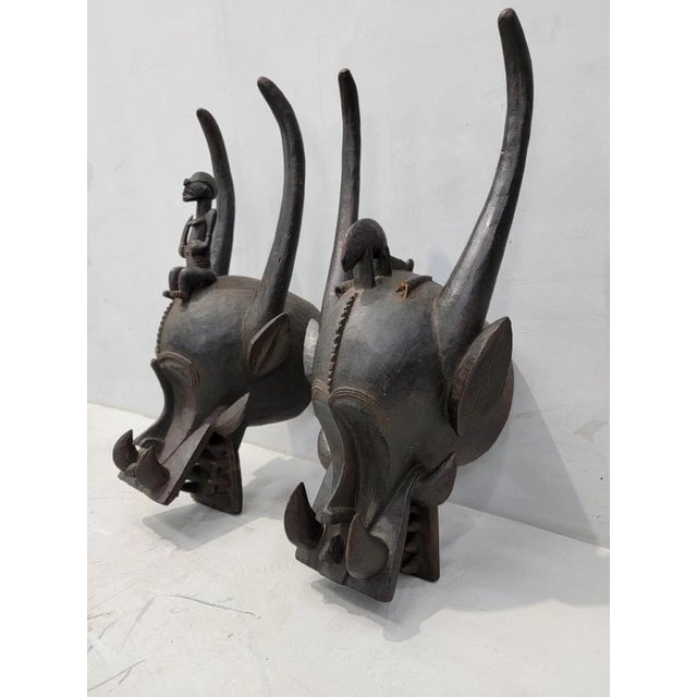 Vintage Senufo Firespitter Helmet Mask - Set of 2 | Chairish