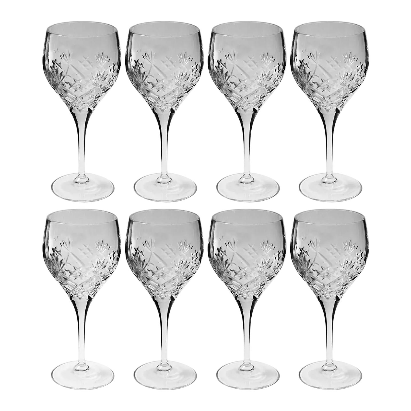 Royal Doulton Crystal Water Goblets Arden Pattern - Set of 8 | Chairish