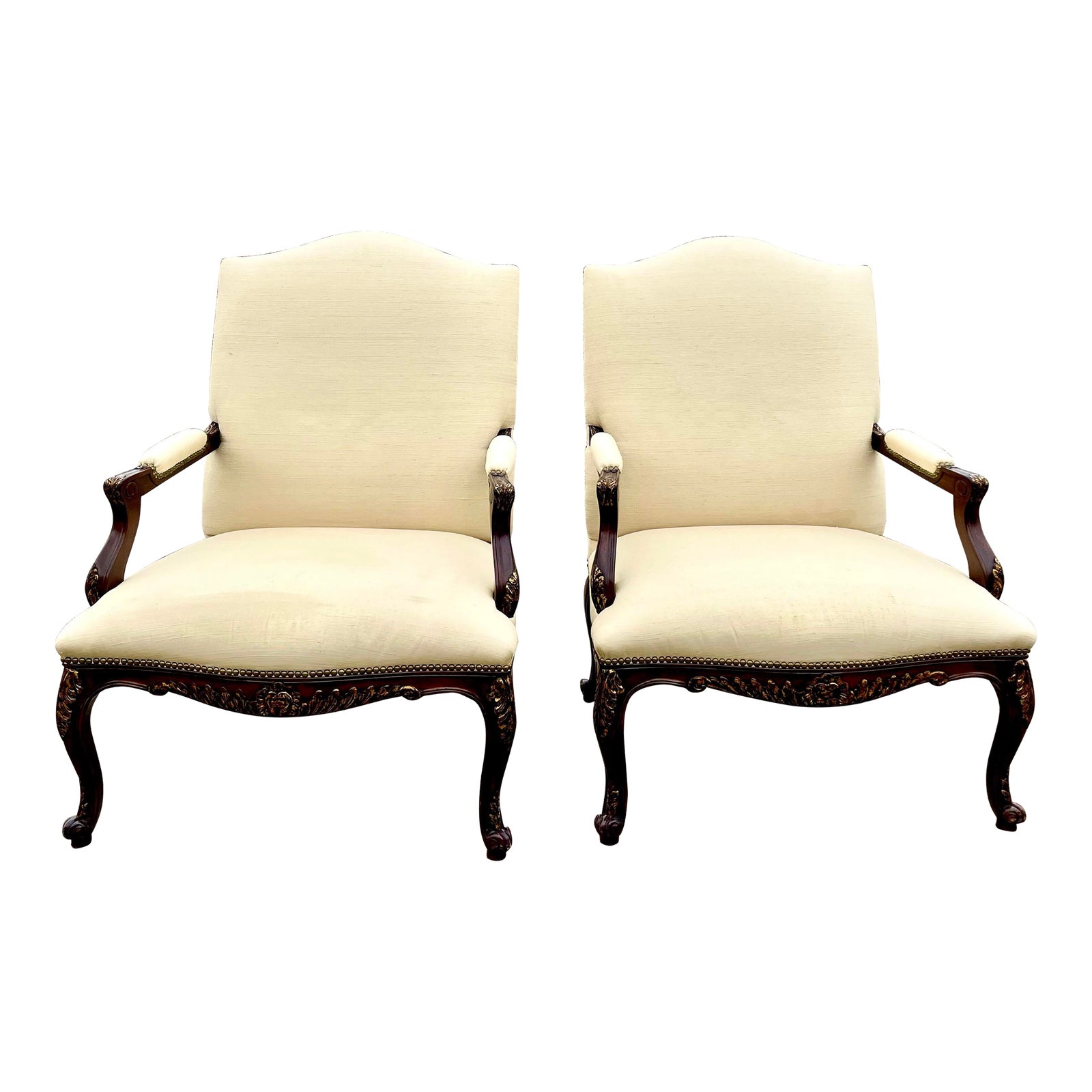 Dennis & Leen for William Switzer Large Louis XV Fauteuils- A Pair ...