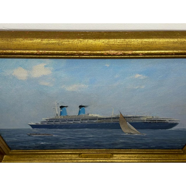 1960s British Mid Century Oil Painting Ms Achille Lauro Ship Ex Willem ...