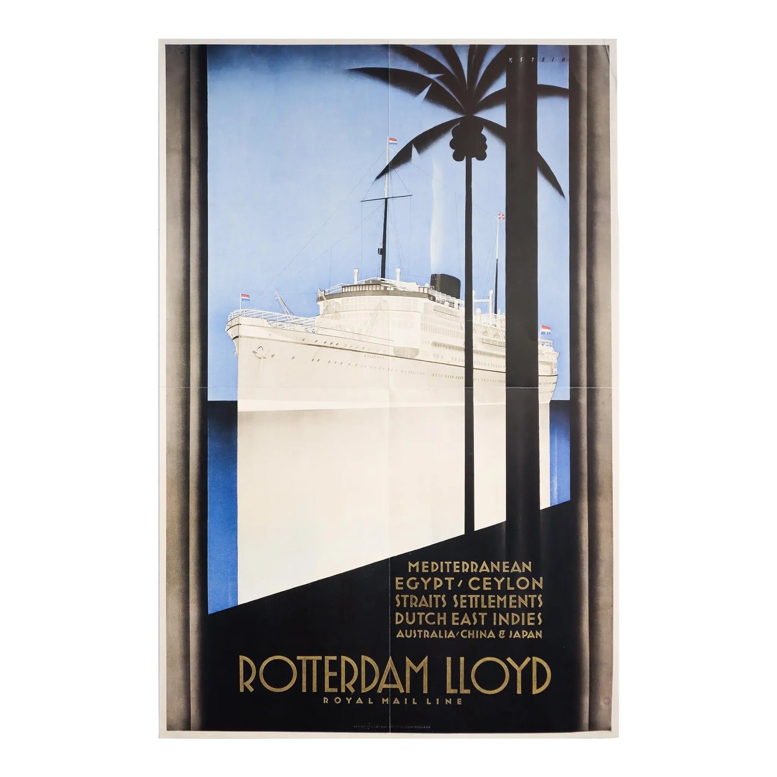 1931 Dutch Shipping Poster, Royal Rotterdam Lloyd (Modern Re-Issue ...