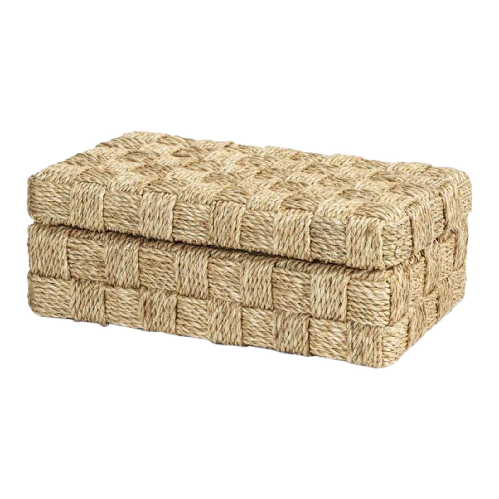 Large Natural Abaca Rope Hinged Box | Chairish