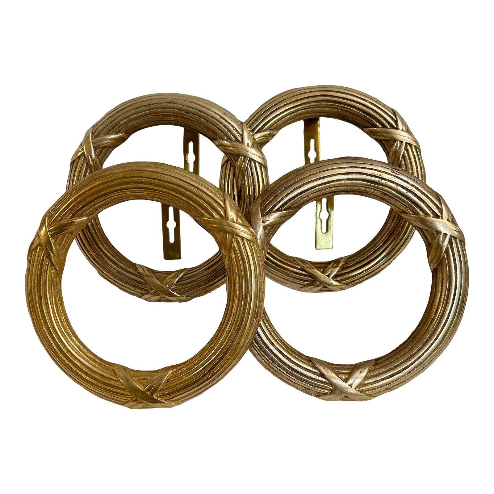 Vintage Brass Ribbon and Reed Wreath Drapery Tie Backs - a Set of 4 ...