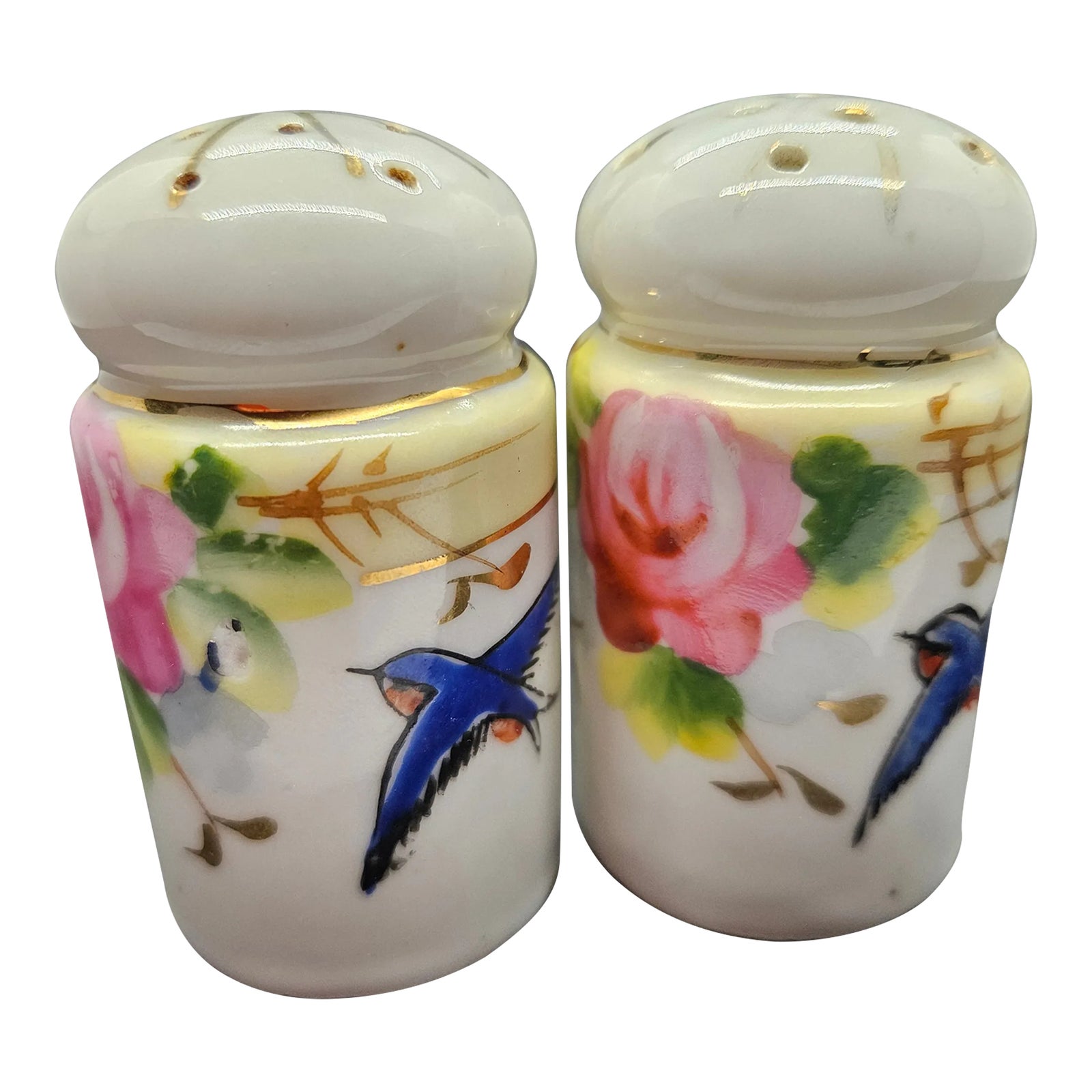 Vintage Hand-Painted Porcelain Salt & Pepper Shakers From Japan | Chairish