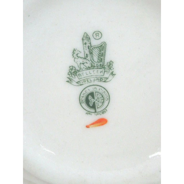 Belleek Ireland Porcelain Pink Rose Green Leaves Flower Vase | Chairish