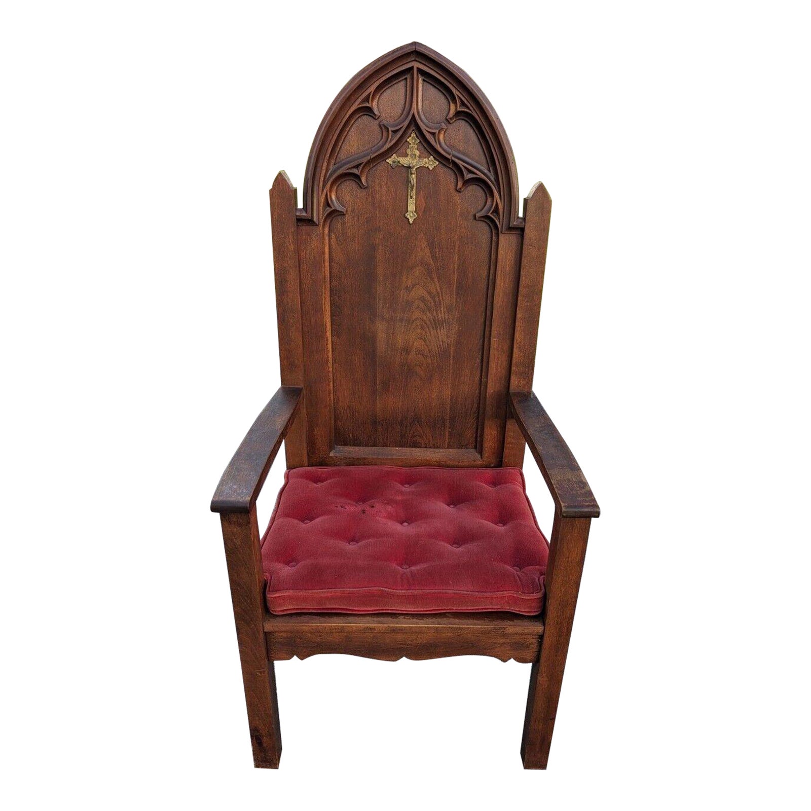 Early 20th Century Vintage Church Wood Chair Altar Pulpit Priest Chair ...