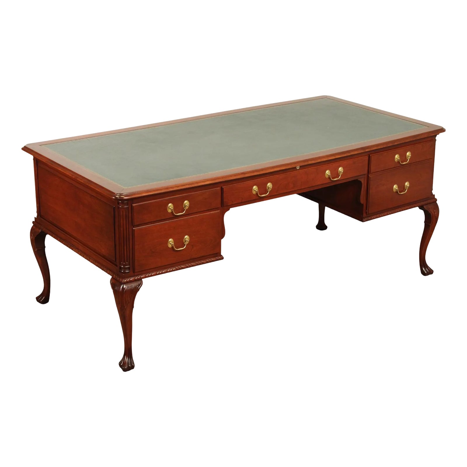Harden Georgian Style Cherry Leather Top Executive Writing Desk | Chairish