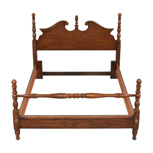 Cherry Wood Chippendale Four Poster Bed Made in North Carolina by American Drew Vintage Late 20th Century Beds
