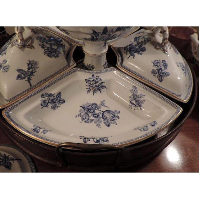 19th Century English Blue & White Porcelain Supper Set & Mahogany Lazy ...