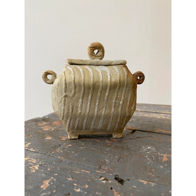 Vintage Small Hand-Built Lidded Pottery Vessel, Circa 1980s | Chairish