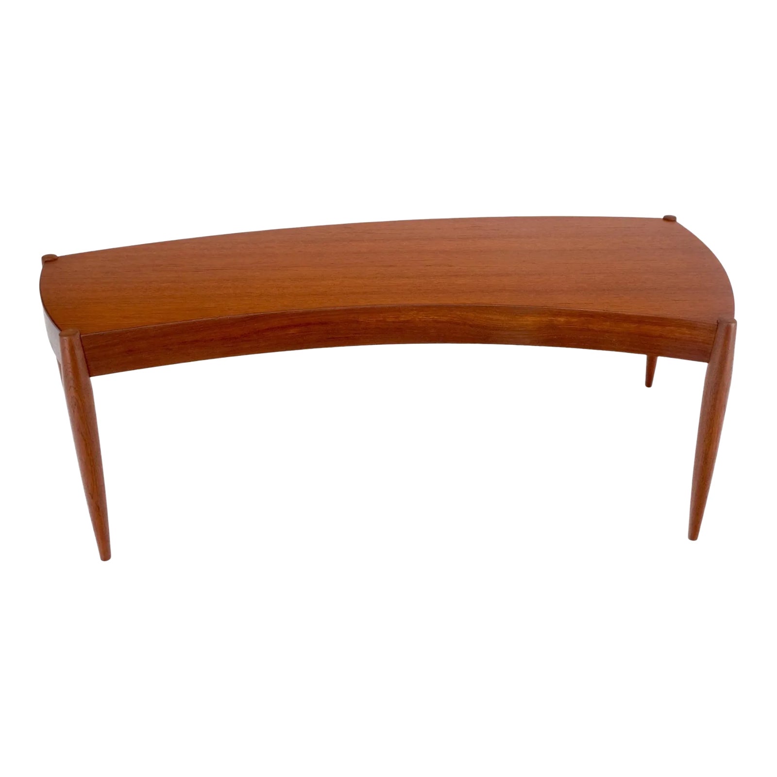 Teak Danish Modern Wrap Around Fan Shape Coffee Table Dowel Tapered ...