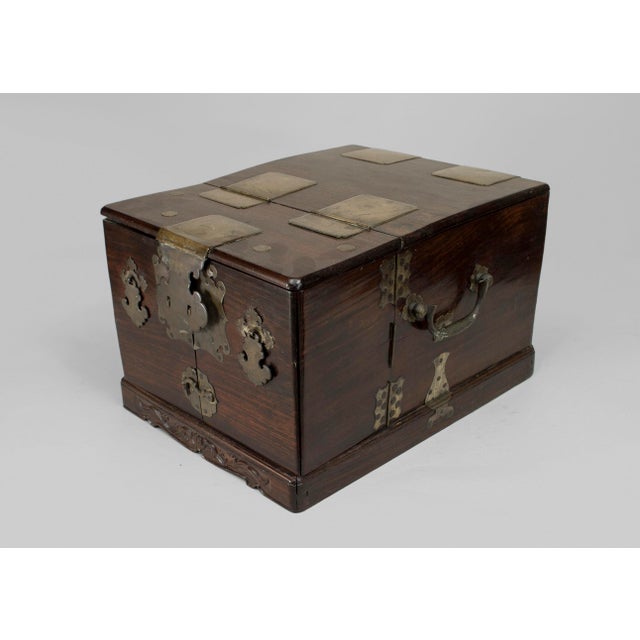 Asian Korean Campaign Style Rosewood Box | Chairish