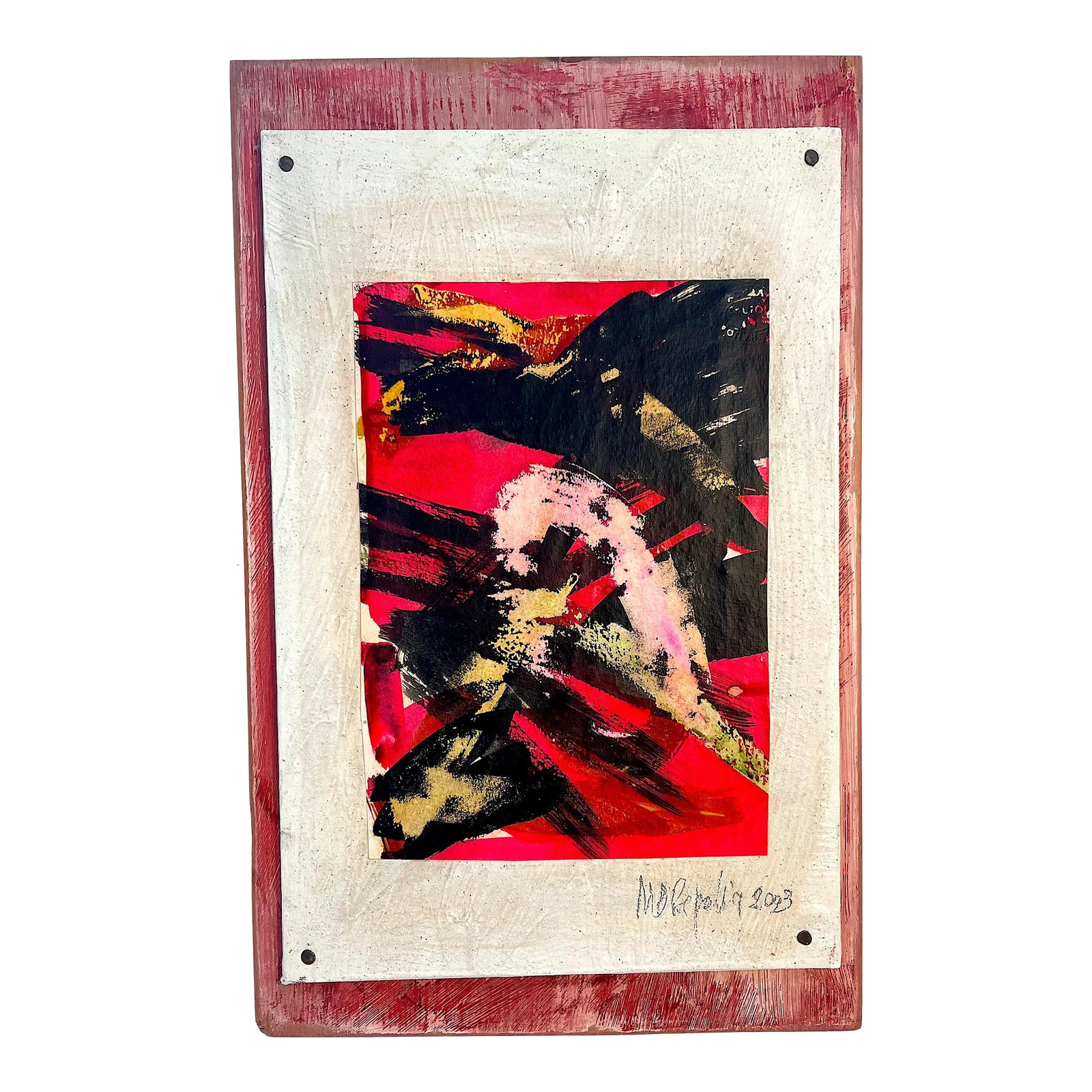 Collage 2 Maria Donata Papadia Monotype on Painted Wood Board | Chairish