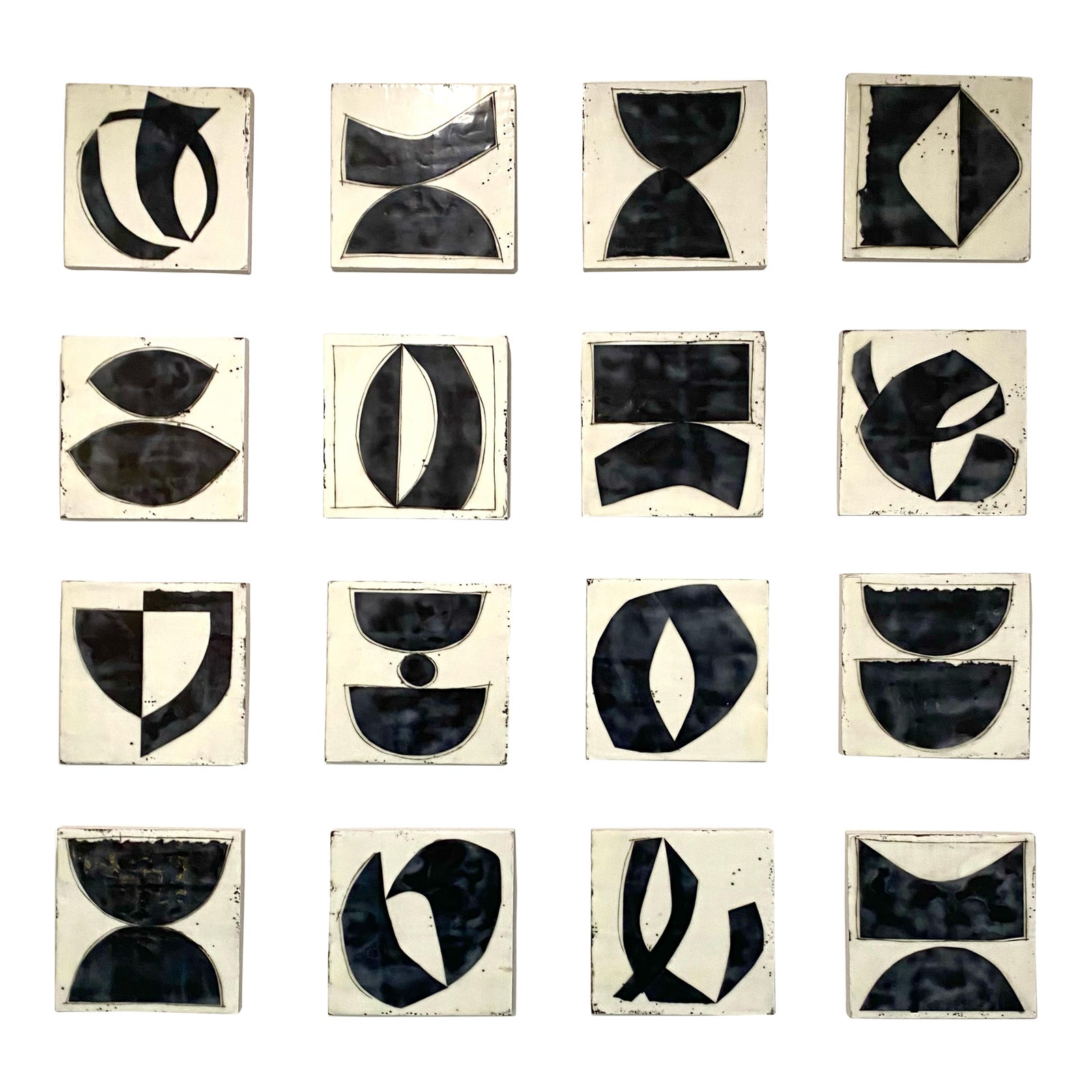 Encaustic Collage Set by Gina Cochran - 16 Panels - "The Unwind" | Chairish