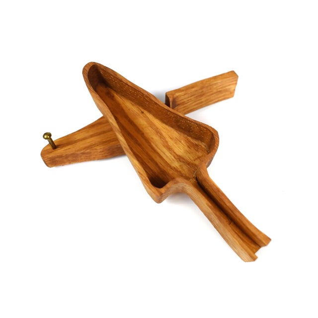 Vintage Handmade Wooden Leaf Shape Box | Chairish