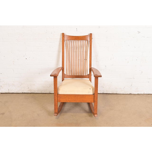 Limbert Antique Mission Oak Arts & Crafts Spindle Rocking Chair, Circa ...