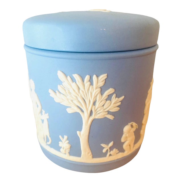 Dudson Hanley Blue Jasperware Jar 1960s Made in England | Chairish