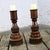 Pair Vintage Turned Wood and Composite Candle Holders | Chairish