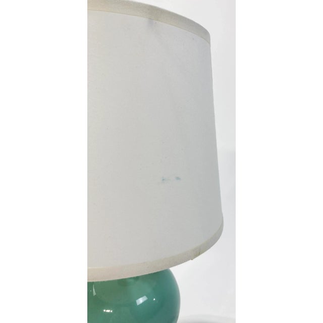 Vintage Atomic Turquoise Ceramic and Brass Tripod Task Lamp | Chairish