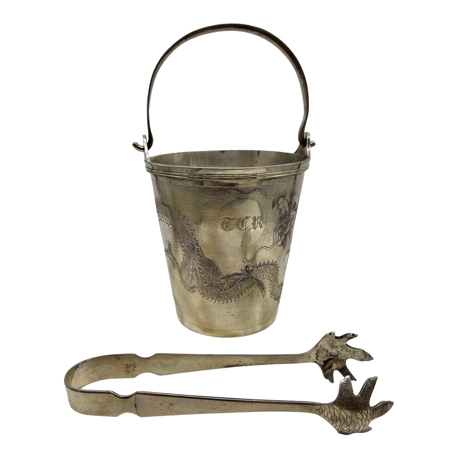 Antique 1920’s NanKing Store Sterling Silver Ice Bucket With Ice Tongs ...