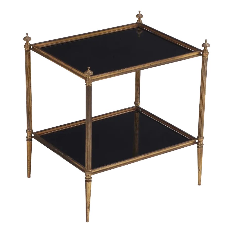 A French Brass Two Tiered End Table in the Manner of Maison Jansen, C 1940. | Chairish