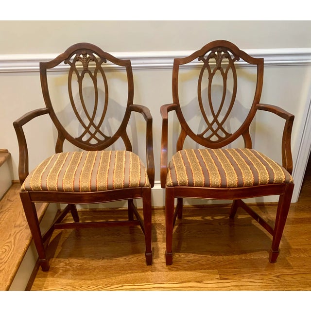Hepplewhite Shield Back Arm Chairs Pair Vintage Timeless Elegance ...