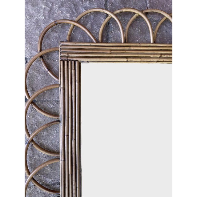 1990s Palm Beach Regency Style Bamboo Rattan Loop Wall Mirror | Chairish