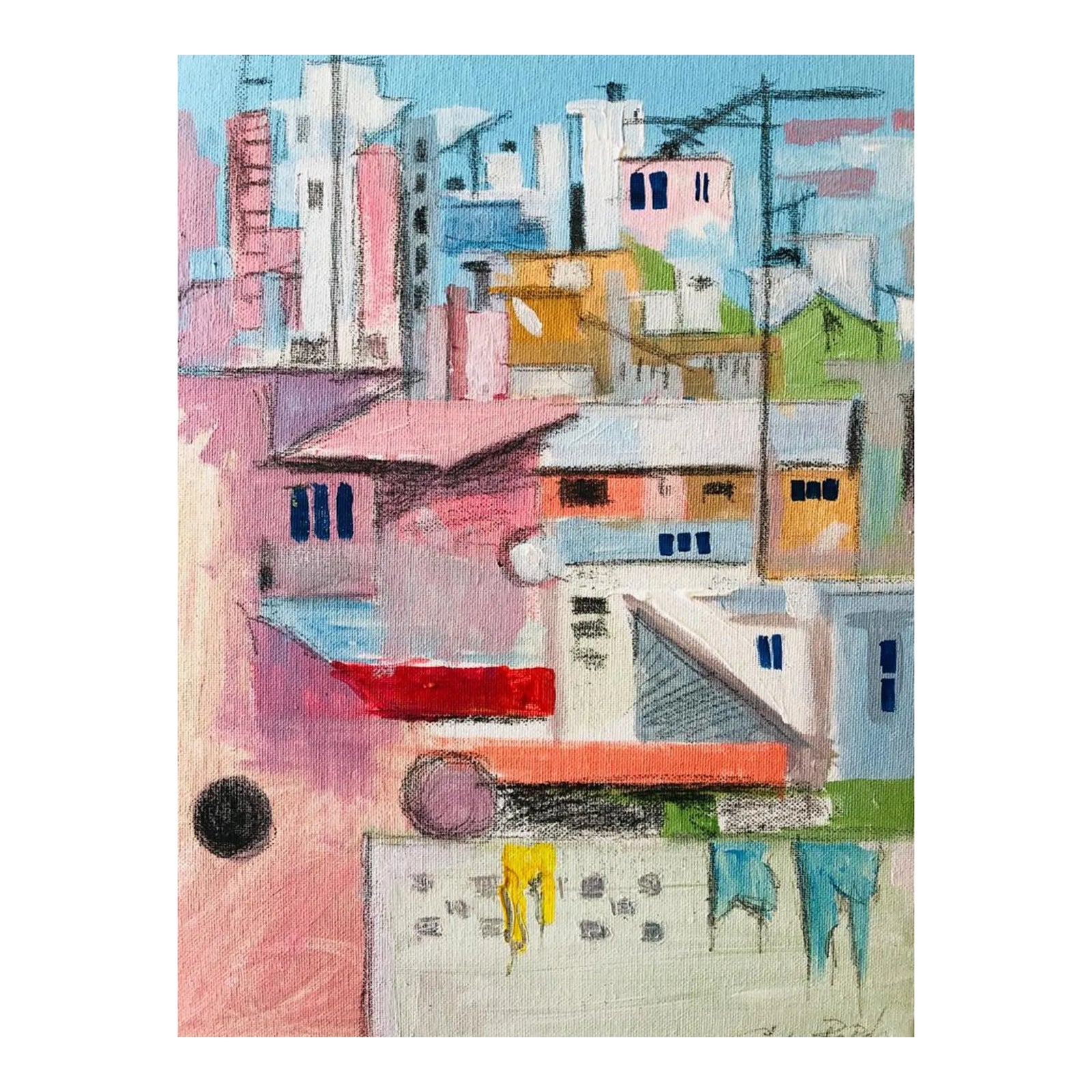 Contemporary Cityscape 'The Kite Runner' Painting | Chairish
