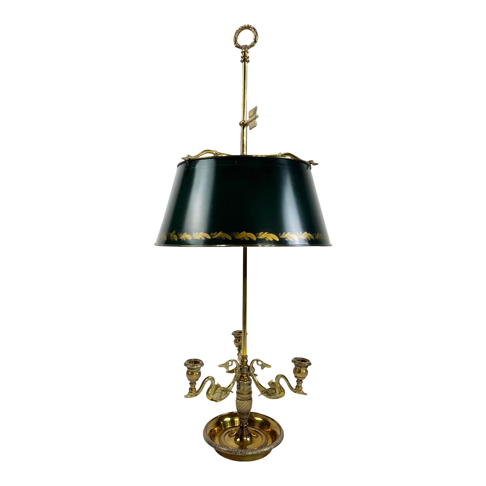 Vintage Chapman French Empire Style Brass Swan Bouillette Lamp W/ Tole ...
