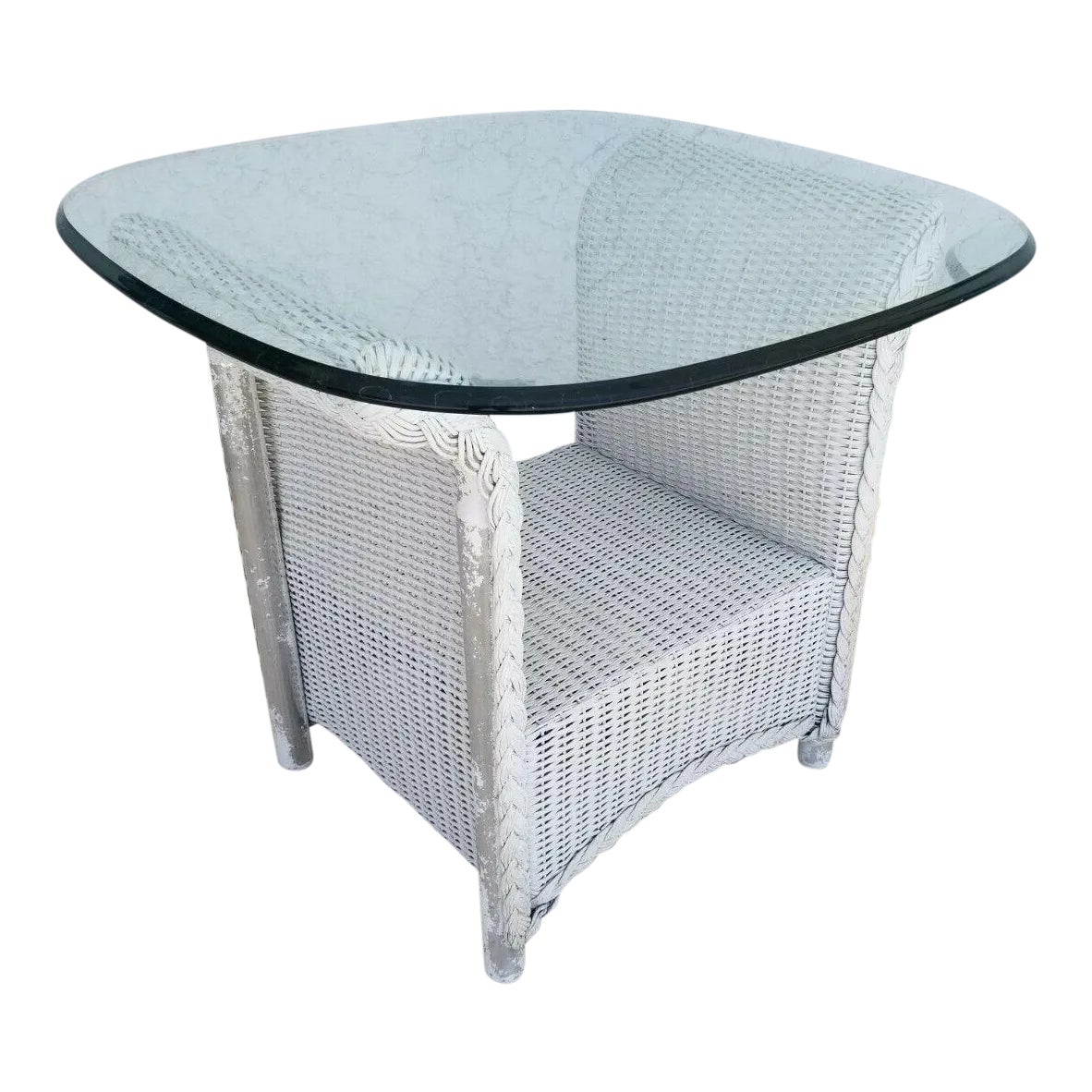 Lloyd Flanders Loom Wicker Side Table | Chairish