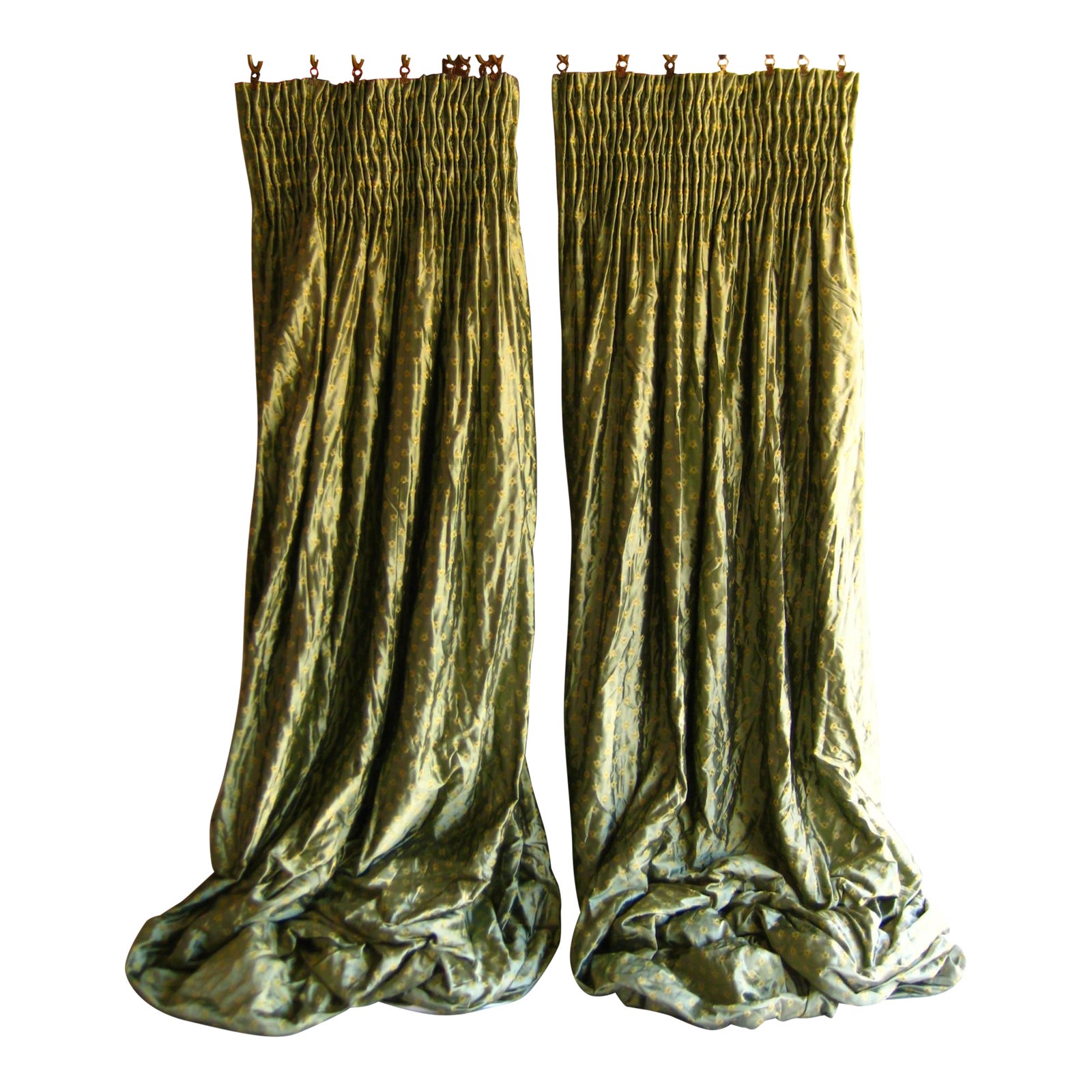 Large Pair of 1980s French Empire Napoleon Silk Curtains - Drapes ...