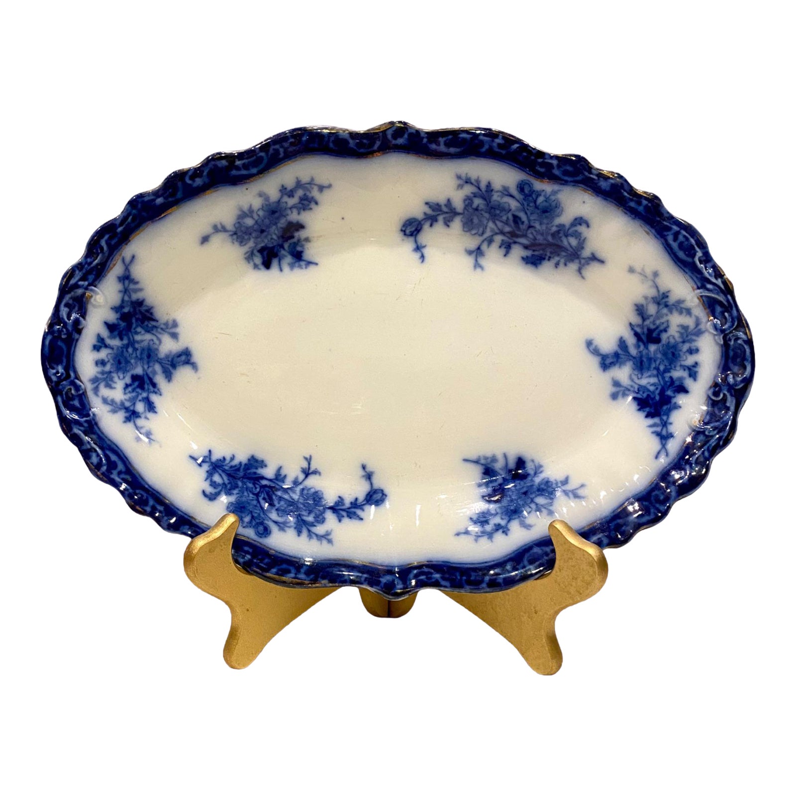 Earl 20th Century Antique Stanley Pottery Touraine Pattern “Flow Blue ...