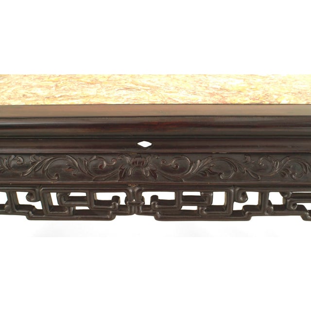Asian Chinese Hardwood Center Table with Marble Top | Chairish