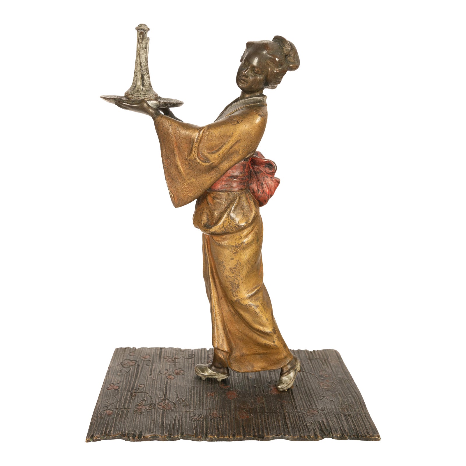 Antique Austrian Art Deco Cold Painted Bronze Serving Girl Japanese ...