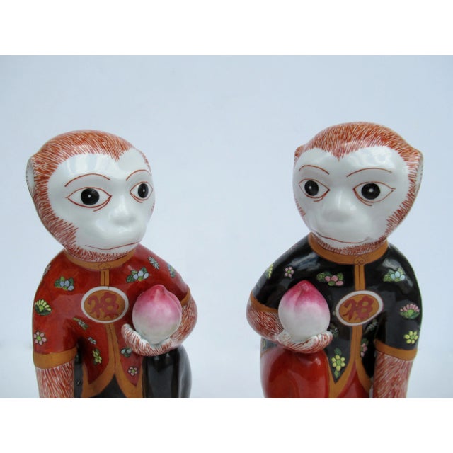 Vintage Porcelain Ceramic Hand Painted Chinoiserie Monkeys With Kimonos ...