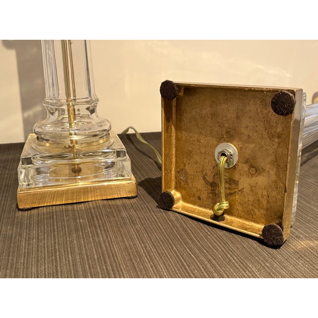 Mid Twentieth Century Glass Column Table Lamps, a Pair | Chairish