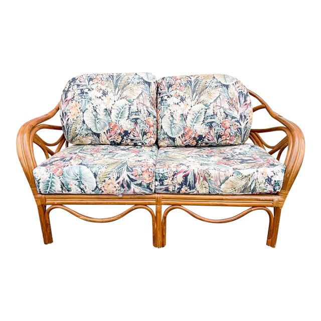 Palm Beach Regency Rattan Loveseat | Chairish